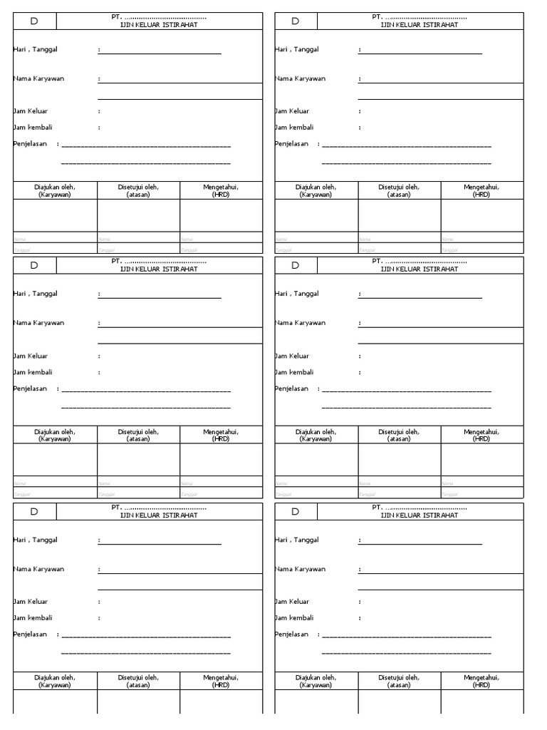 Surat Izin Istirahat AEI | PDF