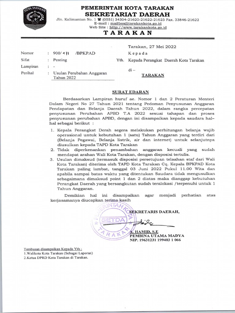 Contoh Usulan Perubahan Anggaran 2022 | PDF