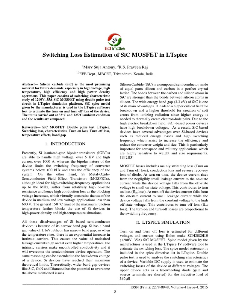 Switching Loss Estimation Of Sic Mosfet In Ltspice Pdf Field Effect Transistor Mosfet 