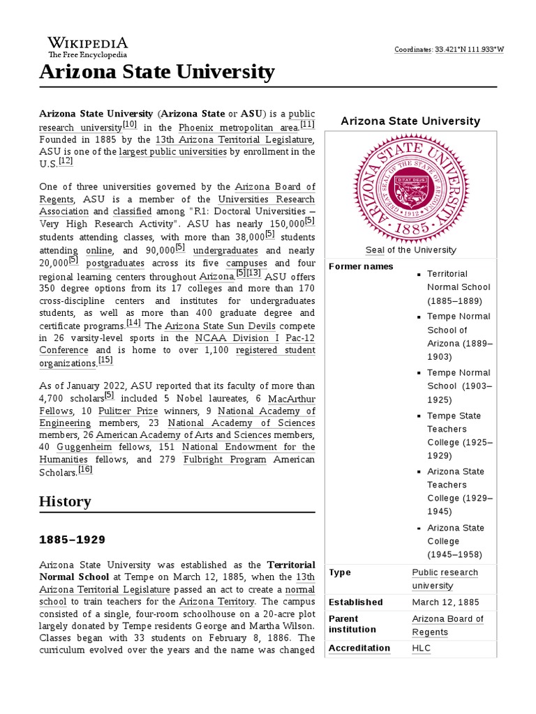 Arizona State University | PDF | Arizona State University