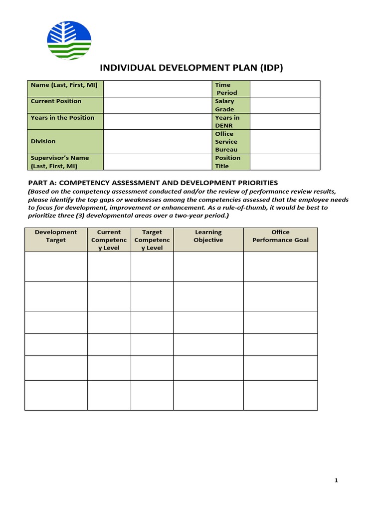 IDP Blank | PDF | Competence (Human Resources) | Performance Appraisal