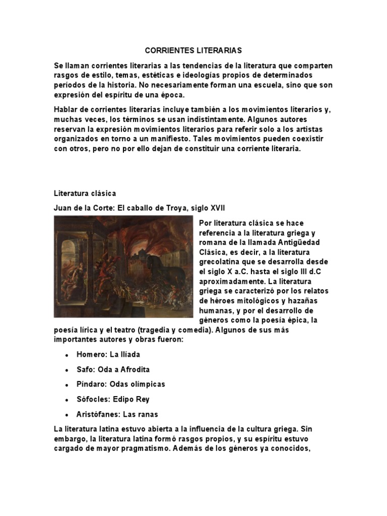 Corrientes Literarias | PDF | Vanguardia | Simbolismo (Artes)