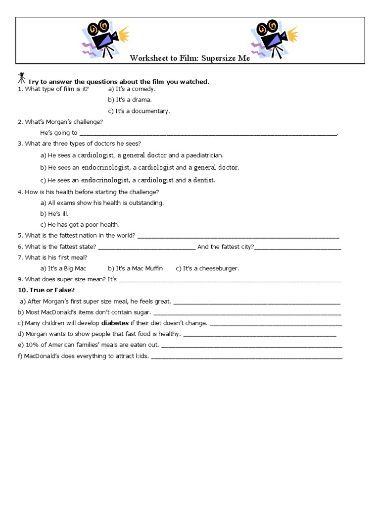 Supersize Me Worksheet Listening For Advice | PDF | Self-Improvement ...
