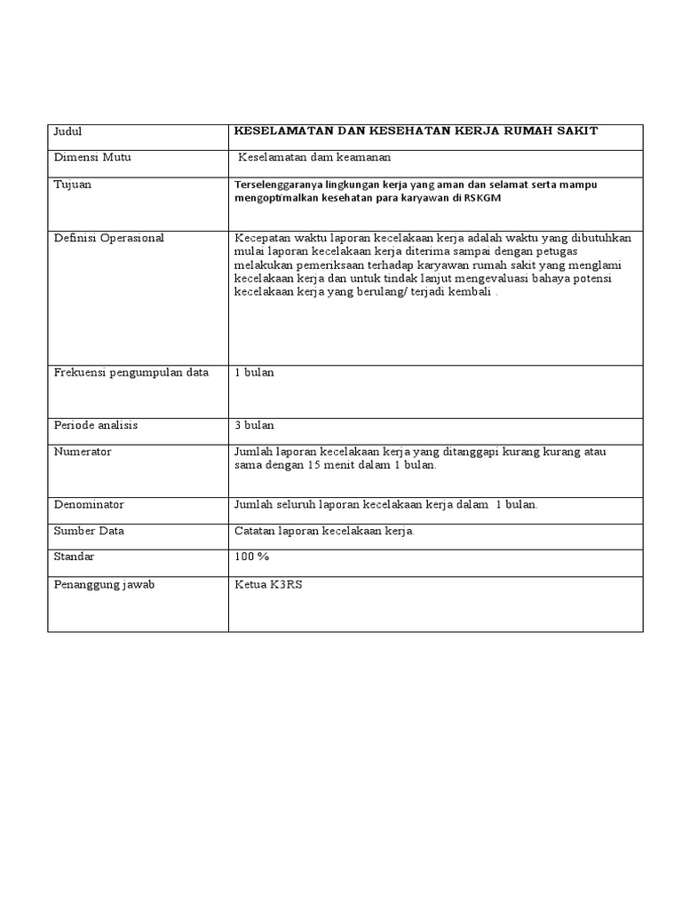 Indikator Mutu k3 Ryan | PDF
