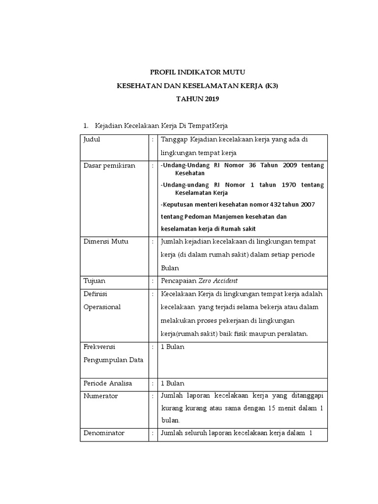Profil Indikator K3 2019 | PDF