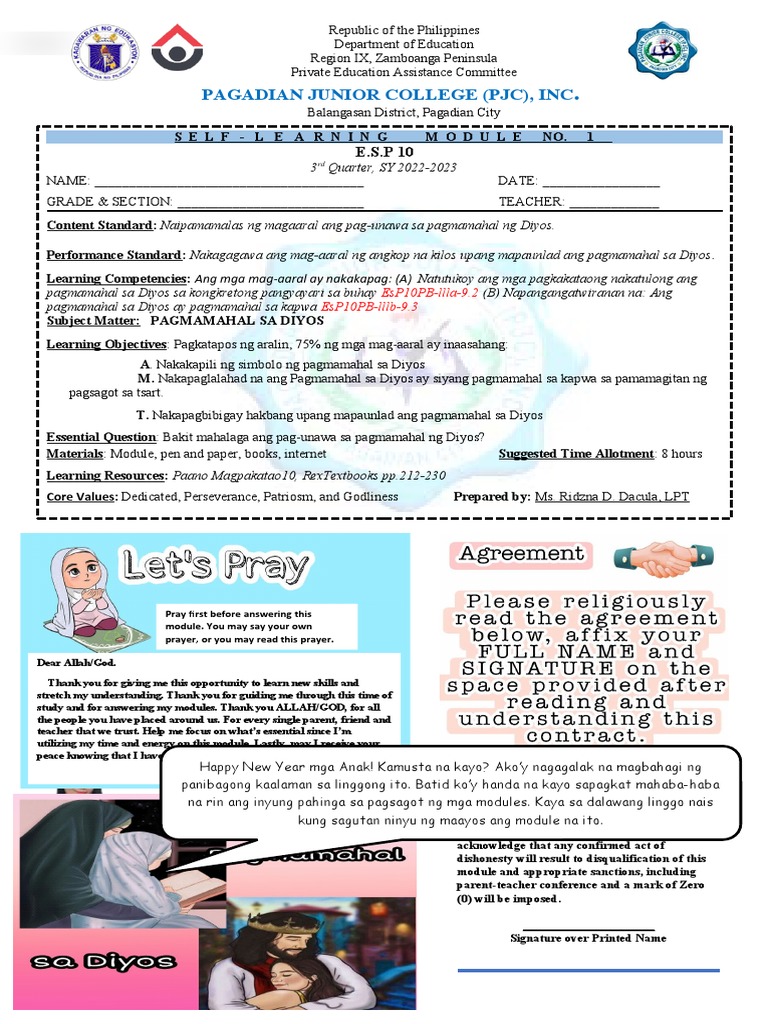 Grade 10 Esp Module 1 For Print | PDF