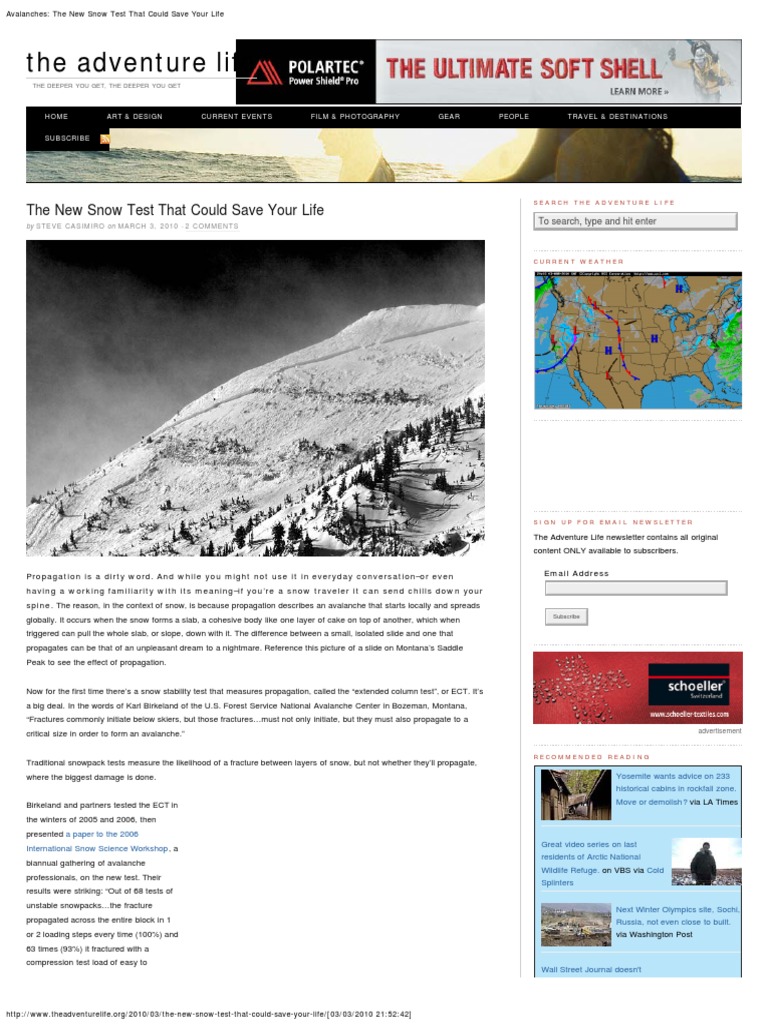 Avalanches - The New Snow Test That Could Save Your Life | PDF | Snow Avalanches - The New Snow Test That Could Save Your Life | PDF | Snow