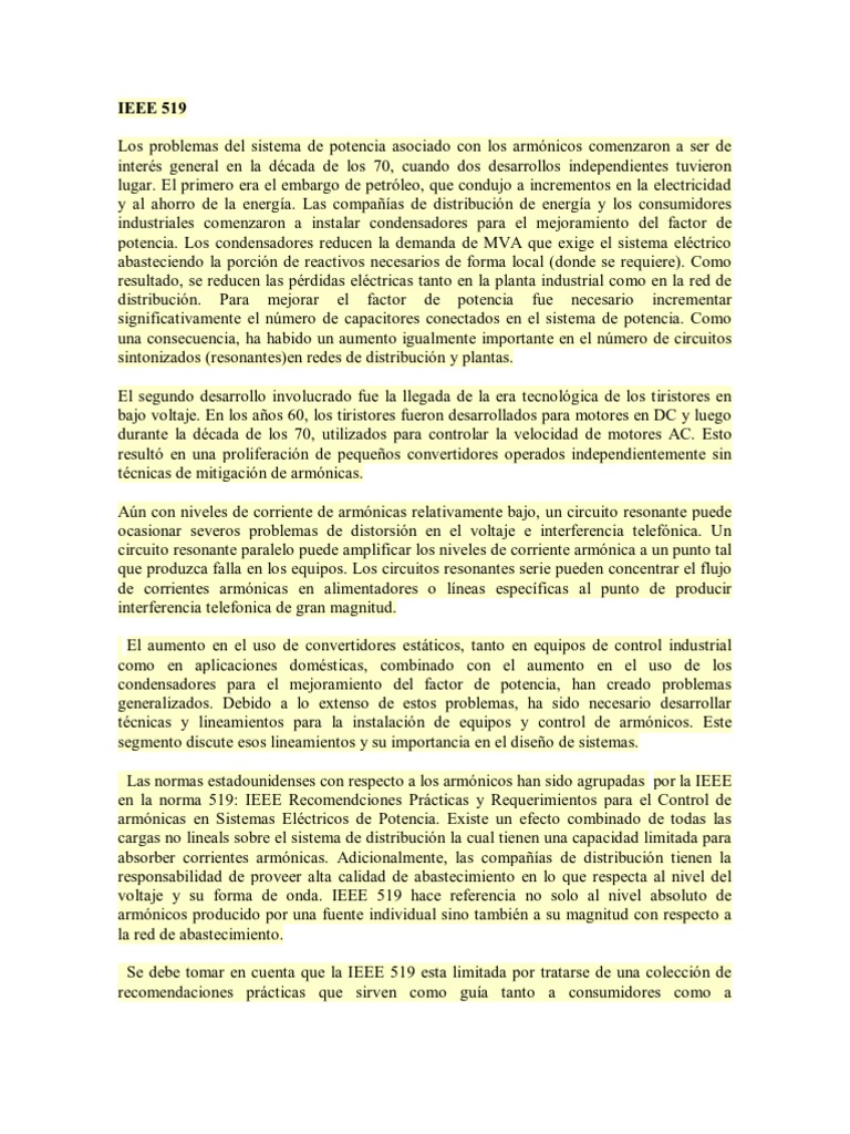 Ieee 519 | PDF | Armónico | Energia electrica