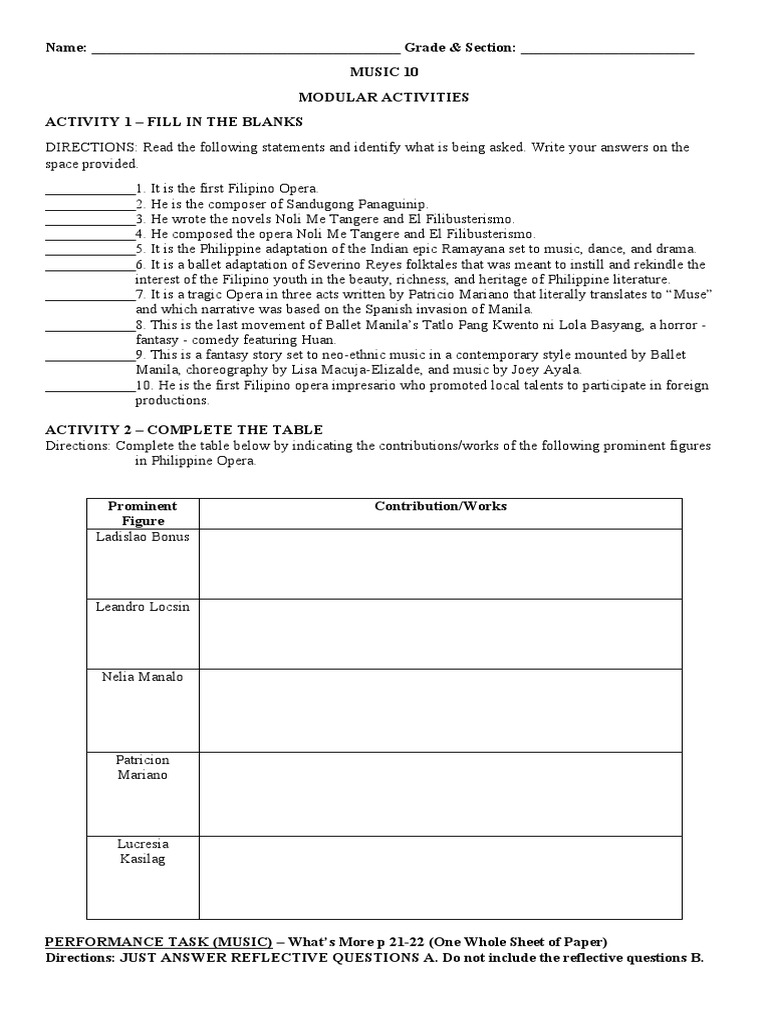 Grade 10 Music | PDF | Opera | Performing Arts