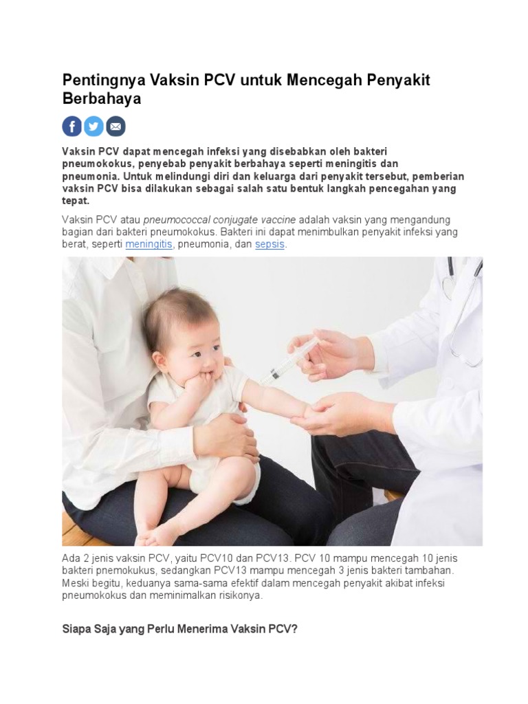 Pentingnya Vaksin PCV Untuk Mencegah Penyakit Berbahaya | PDF