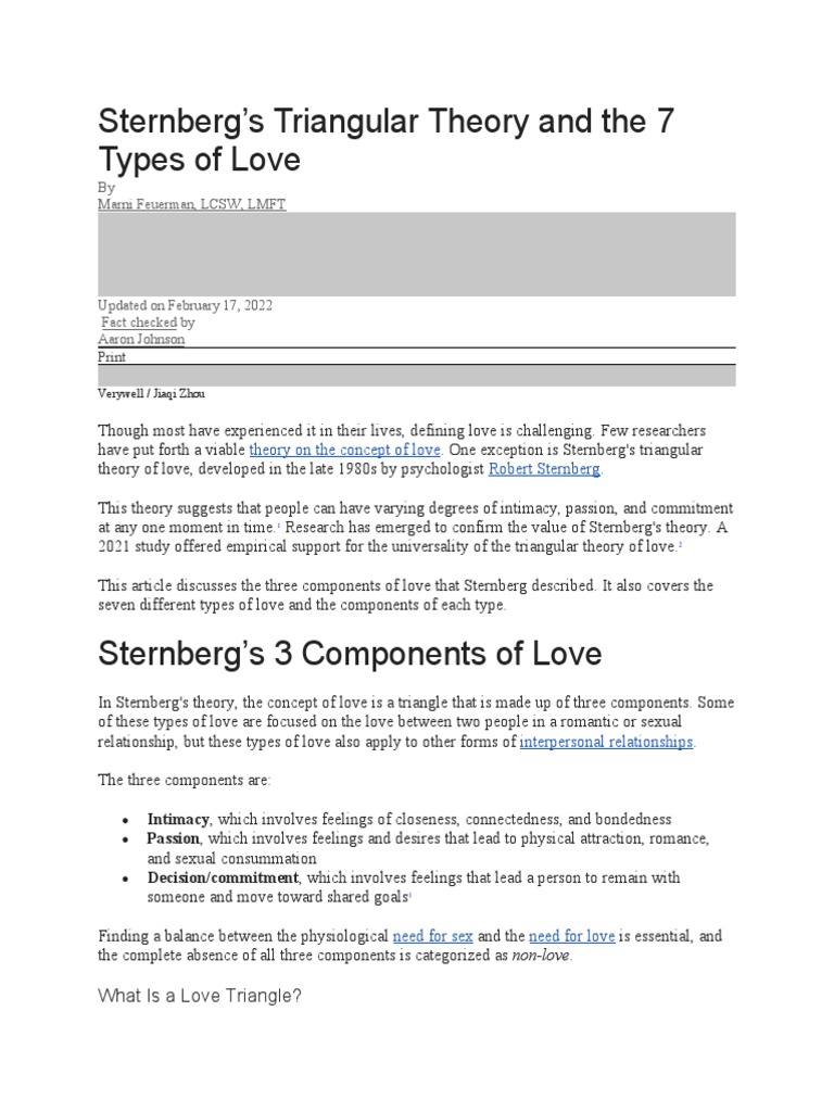 Sternberg's Triangular Theory of Love Types | PDF | Love | Intimate Relationships
