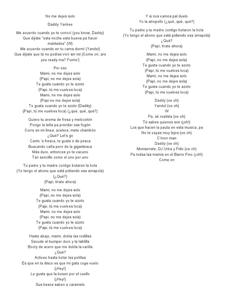 No Me Dejes Solo | PDF | Musica en español