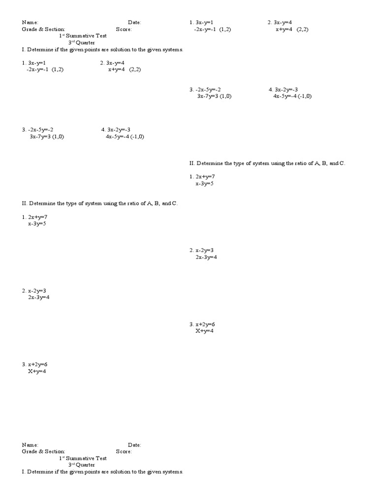 QUIZ 1-Math 8 3rd Quarter | PDF