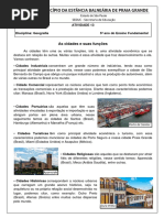 Avaliação Geografia Funções Da Cidade | PDF