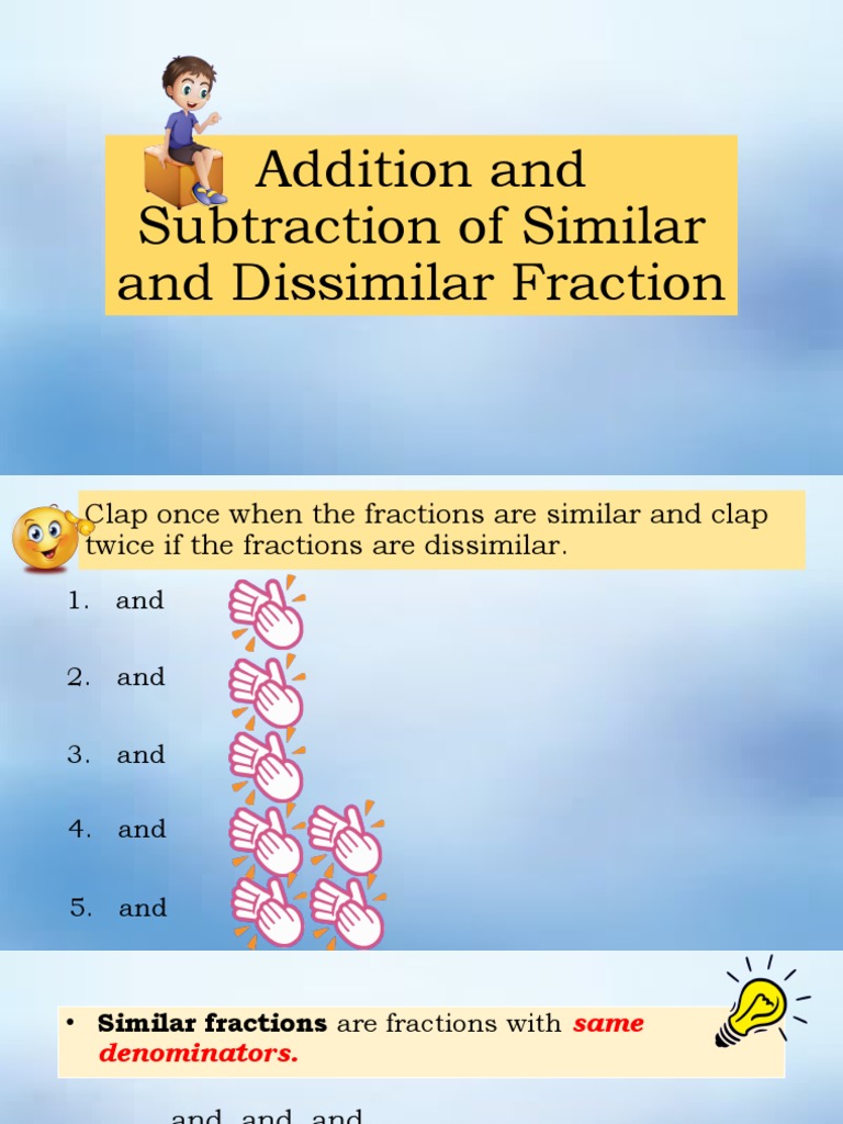Adding and Subtracting Similar and Dissimilar Fractions | PDF | Mathematical Objects ...