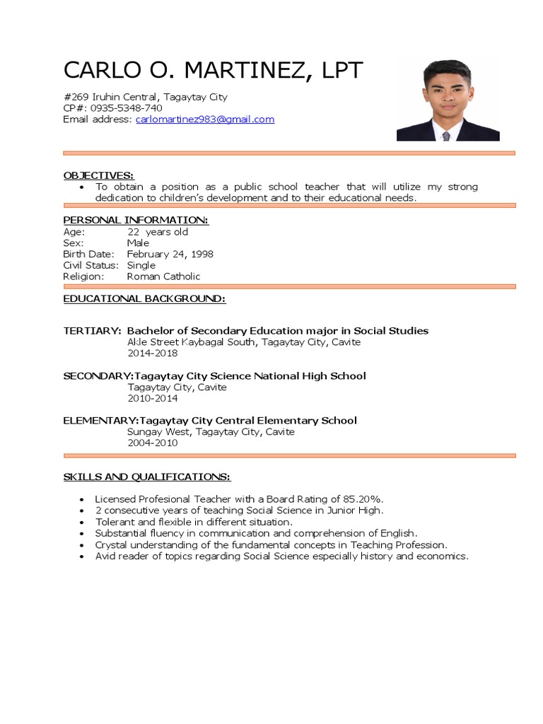 Application Letter and Resume | PDF
