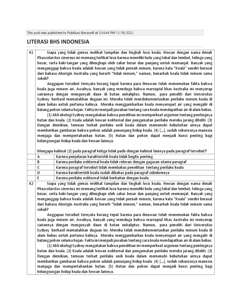 Literasi Bhs Indonesia | PDF