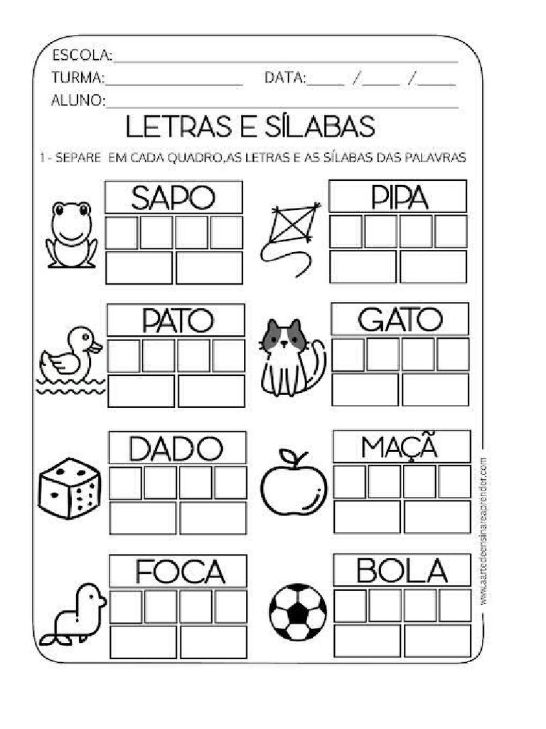 Atividades Letras E Silabas Pdf