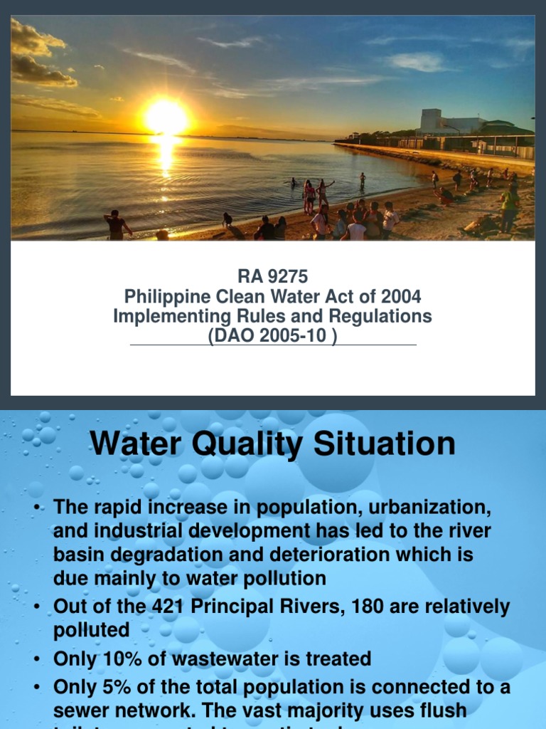 Philippine Clean Water Act Overview | PDF | Water Pollution | Sewage ...