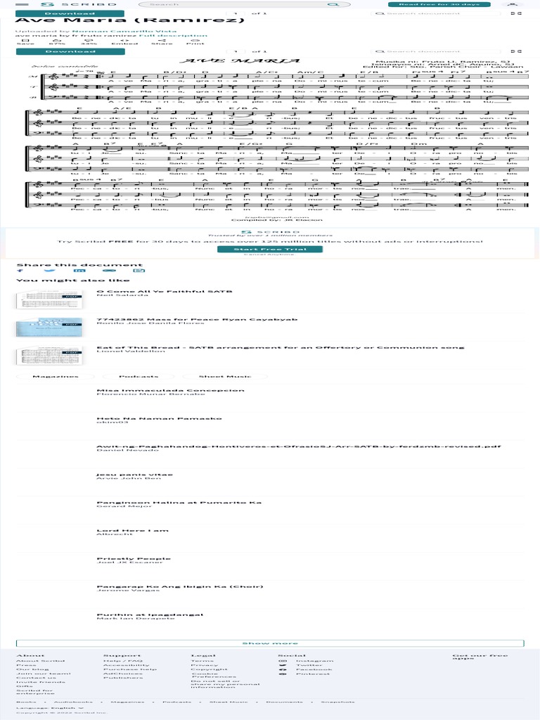 Ave Maria (Ramirez) PDF | PDF | Scribd | World Wide Web