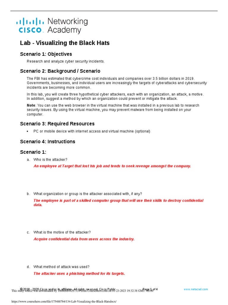 1.3.4 Lab Visualizing The Black Hats | PDF | Security | Computer Security