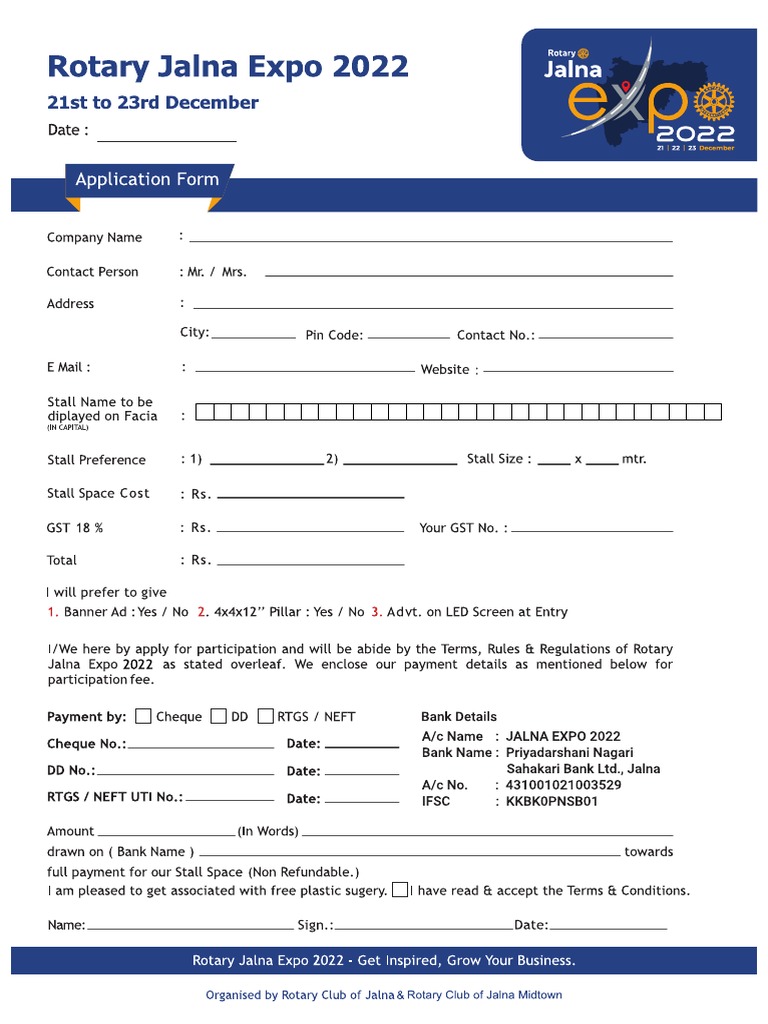 Rotary Expo 2022 - Form - FINAL | PDF