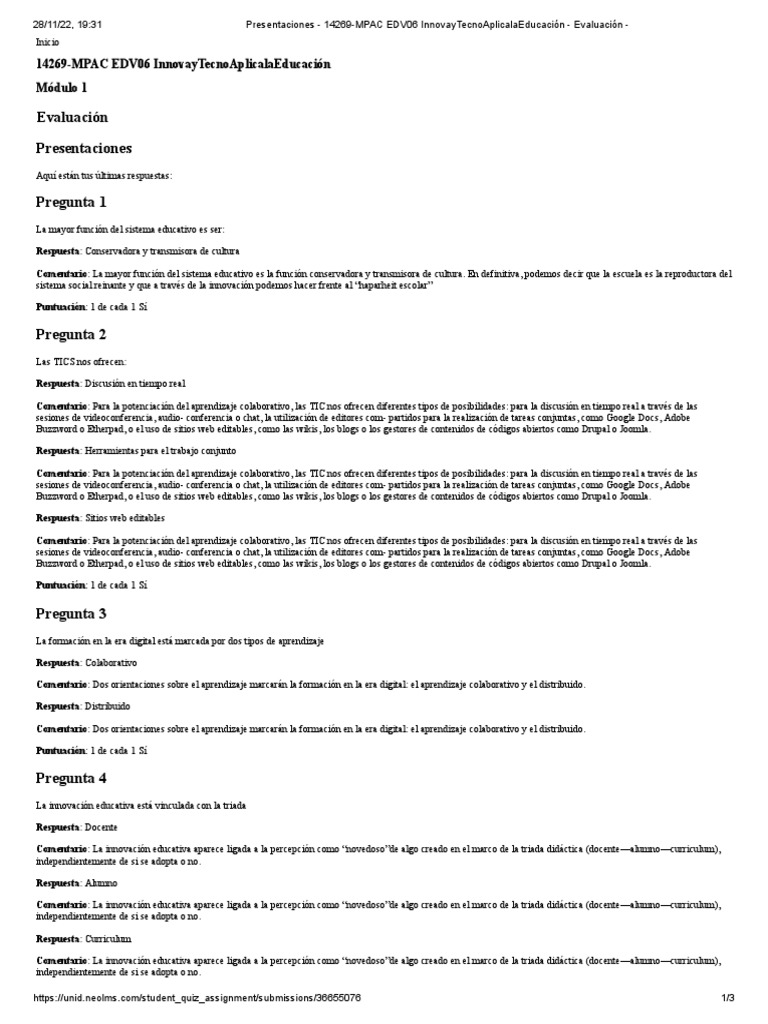 Módulo 1. Intento 1 | PDF | Maestros | Evaluación