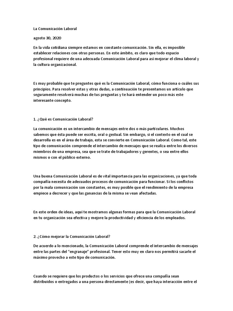 La Comunicación Laboral | PDF | Comunicación | Sociedad