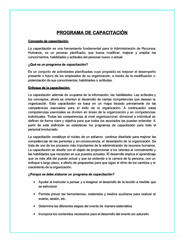 PDF Programa de Capacitacion de Personal - Compress | PDF | Ciencias ...