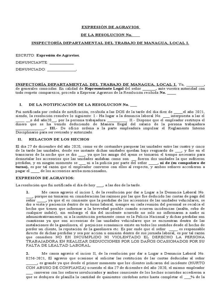 Expresion de Agravios 2 | PDF