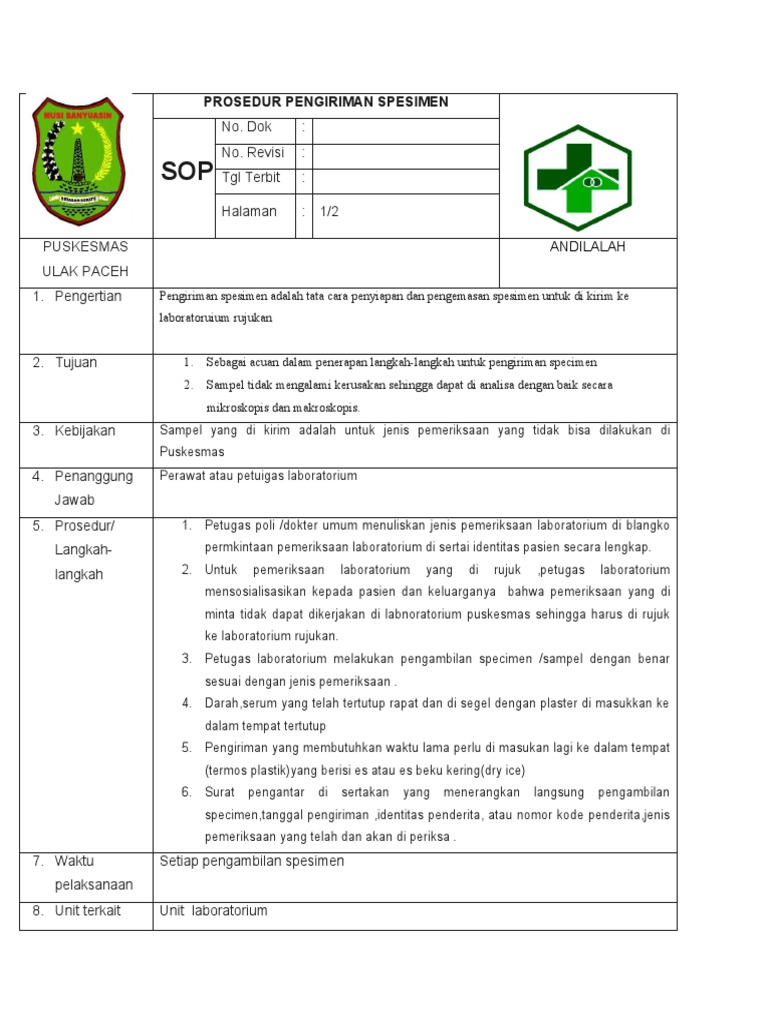 Sop Pengiriman Spesimen Campak | PDF | Sains & Matematika