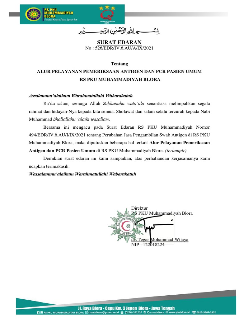 SURAT EDARAN Pelayanan Antigen Dan PCR | PDF | Teknologi & Rekayasa