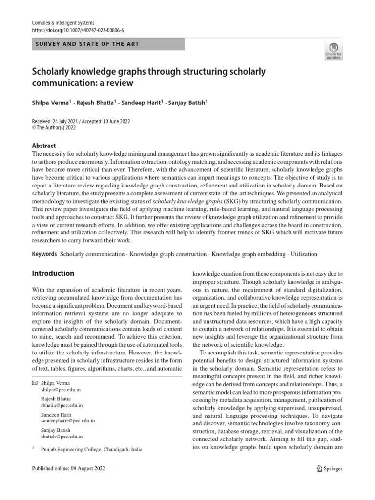 BKD-Scholarly Knowledge Graphs Through Structuring Scholarly Communication A Review-2022 | PDF ...