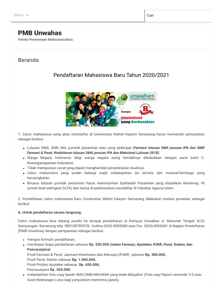 PMB Unwahas - Panitia Penerimaan Mahasiswa Baru | PDF | Pengelolaan Keuangan & Uang