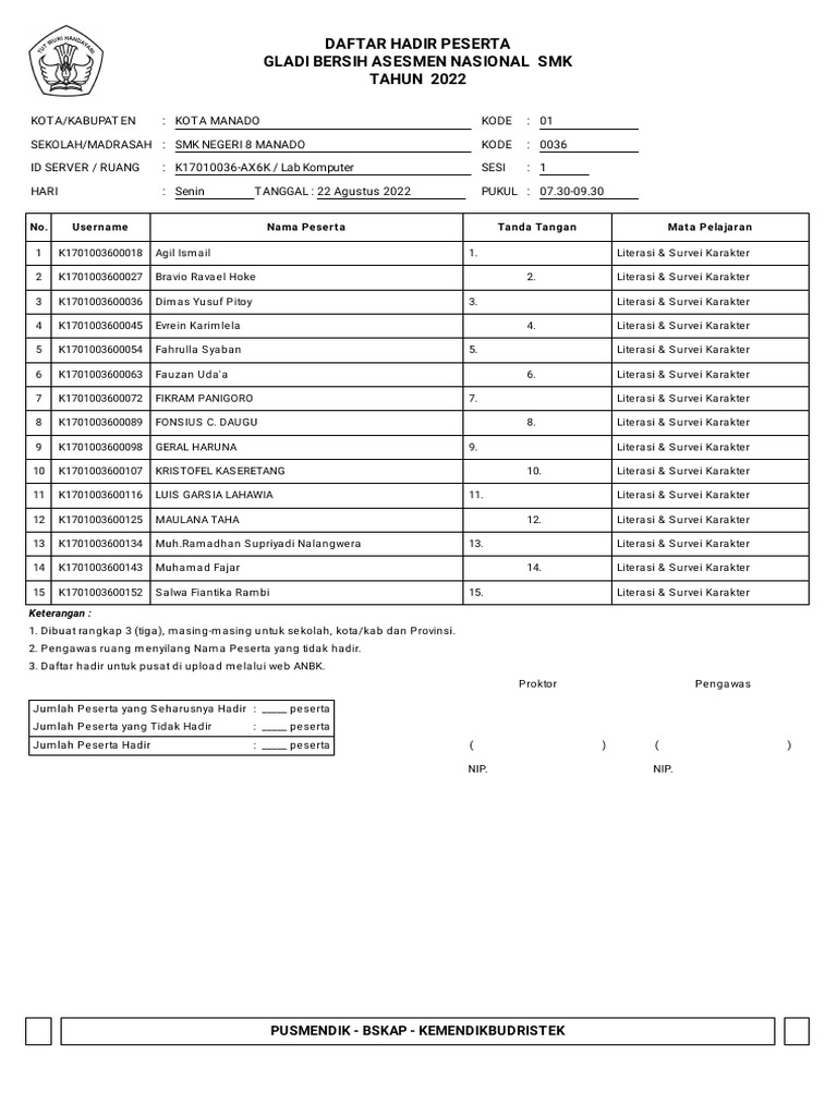 Asesmen Nasional - Absen | PDF