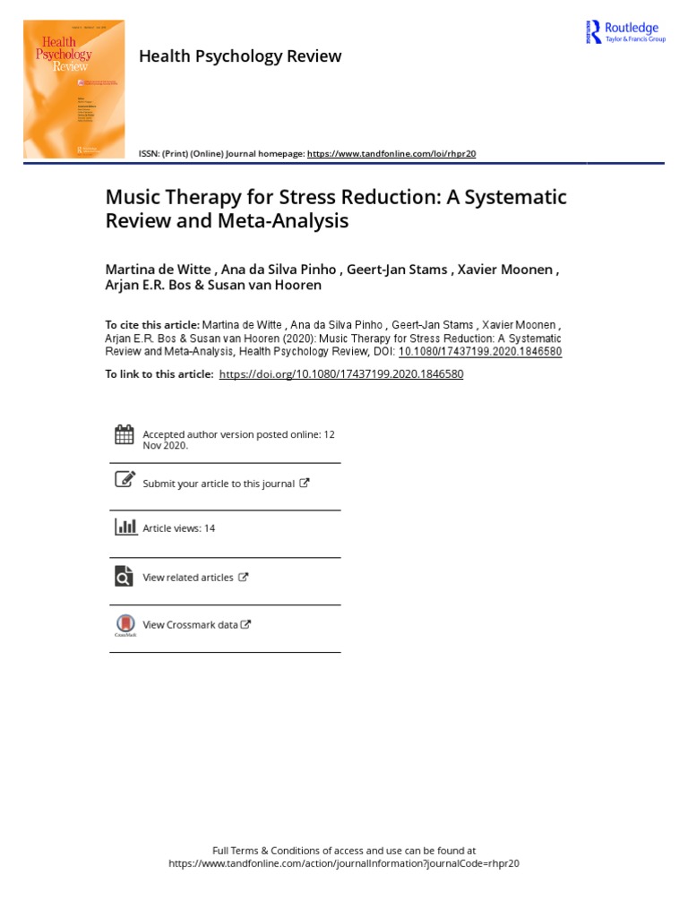 Music Therapy For Stress Reduction: A Systematic Review and Meta-Analysis | PDF | Meta Analysis ...