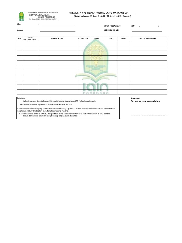 Formulir Remidi | PDF