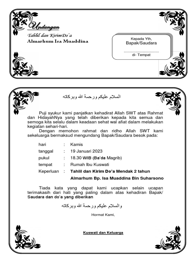 Undangan Mendak 2 | PDF