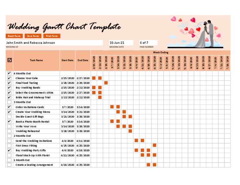 Wedding Gantt Chart Template | PDF | Wedding | Social Conventions