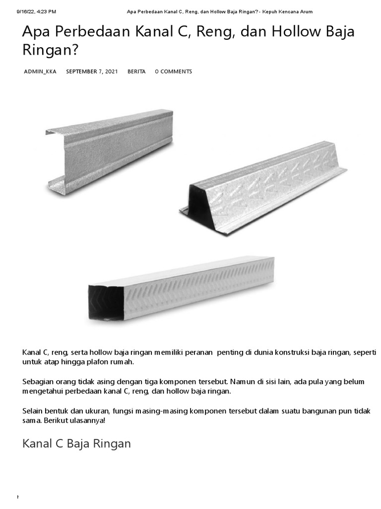 Panduan Kanal C, Reng, Hollow | PDF | Teknologi & Rekayasa