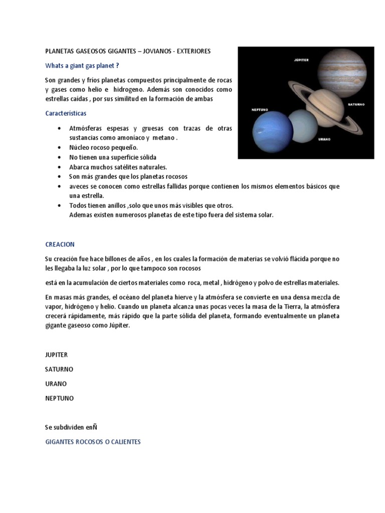 Giant Gas Planets | PDF | Saturno | Atmósfera