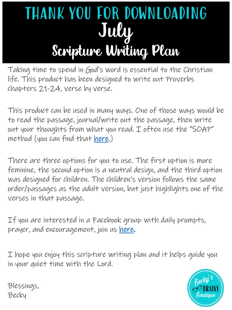 Scripture Writing Plan | PDF | Book Of Proverbs