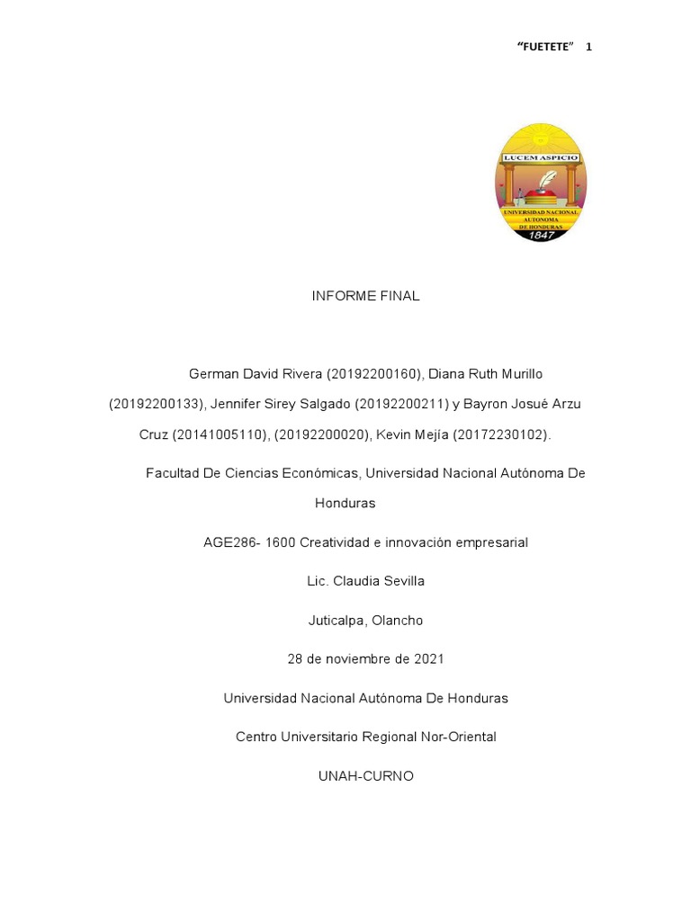 Equipo Numero7 Informefinal.U5.a18 | PDF | Calidad (comercial) | Mercado (economía)