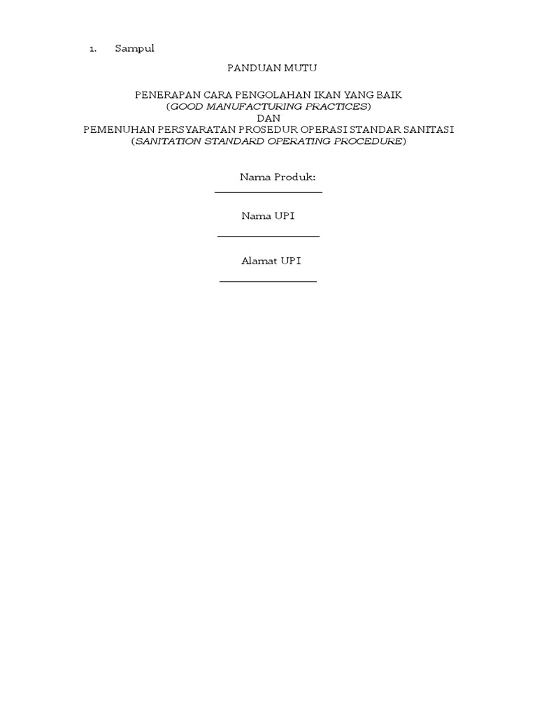 Template Panduan Mutu GMP Ssop | PDF | Bisnis | Komputer