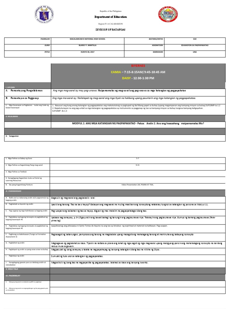 DLL ESP 10 1st Grading AUGUST | PDF
