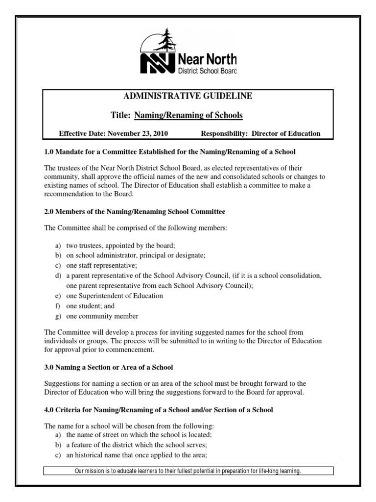 School Naming/Renaming Guidelines | PDF
