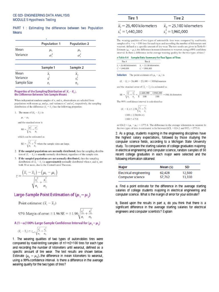 Ce 023 Module 5 and 6 | PDF | Statistical Hypothesis Testing | Type I ...