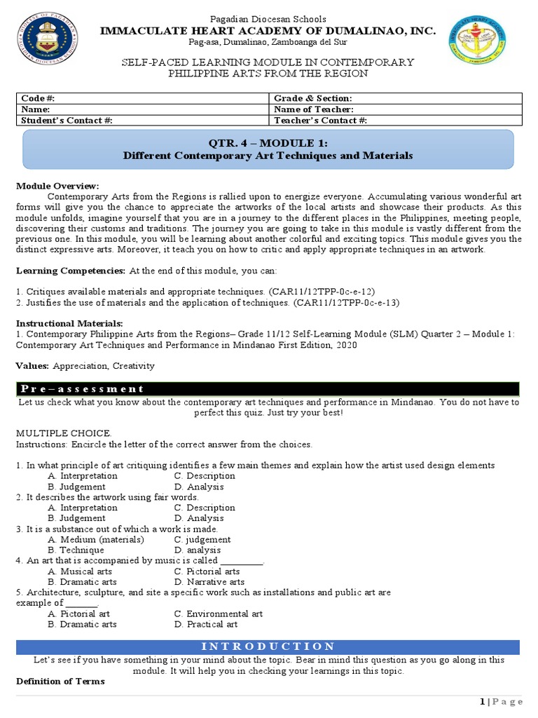 Cpar Q4 M1 | PDF | The Arts | Paintings