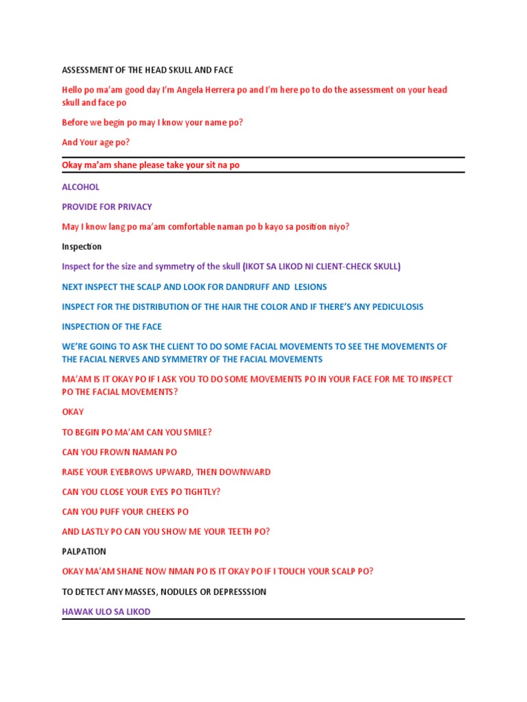 Assessment of The Head Skull and Face | PDF | Language Arts ...