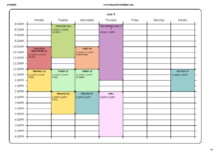 FreeCollegeScheduleMaker.com | PDF